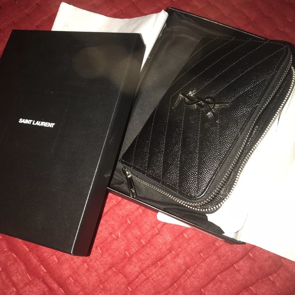 Yves Saint Laurent | Bags | Ysl Logo Monogram Zip Wallet | Poshmark